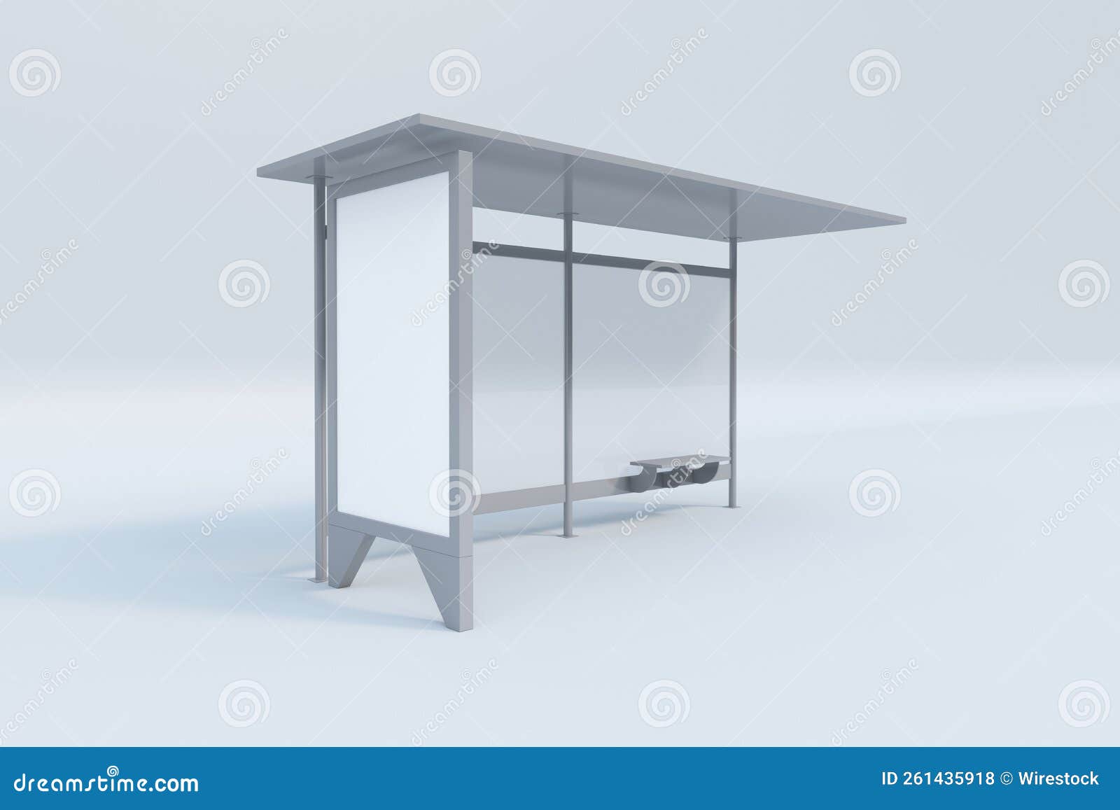 3D Rendering of an Empty Bus Station with a Blank Signboard Space Stock ...
