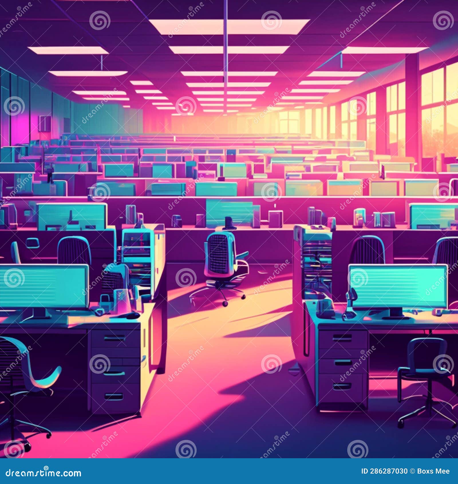3D Rendering of an Empty Computer Room with No People in it Generative AI Stock Illustration ...
