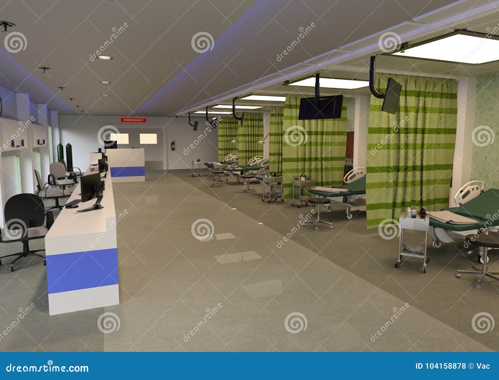 3D Rendering Emergency Room Stock Illustration - Illustration of ...