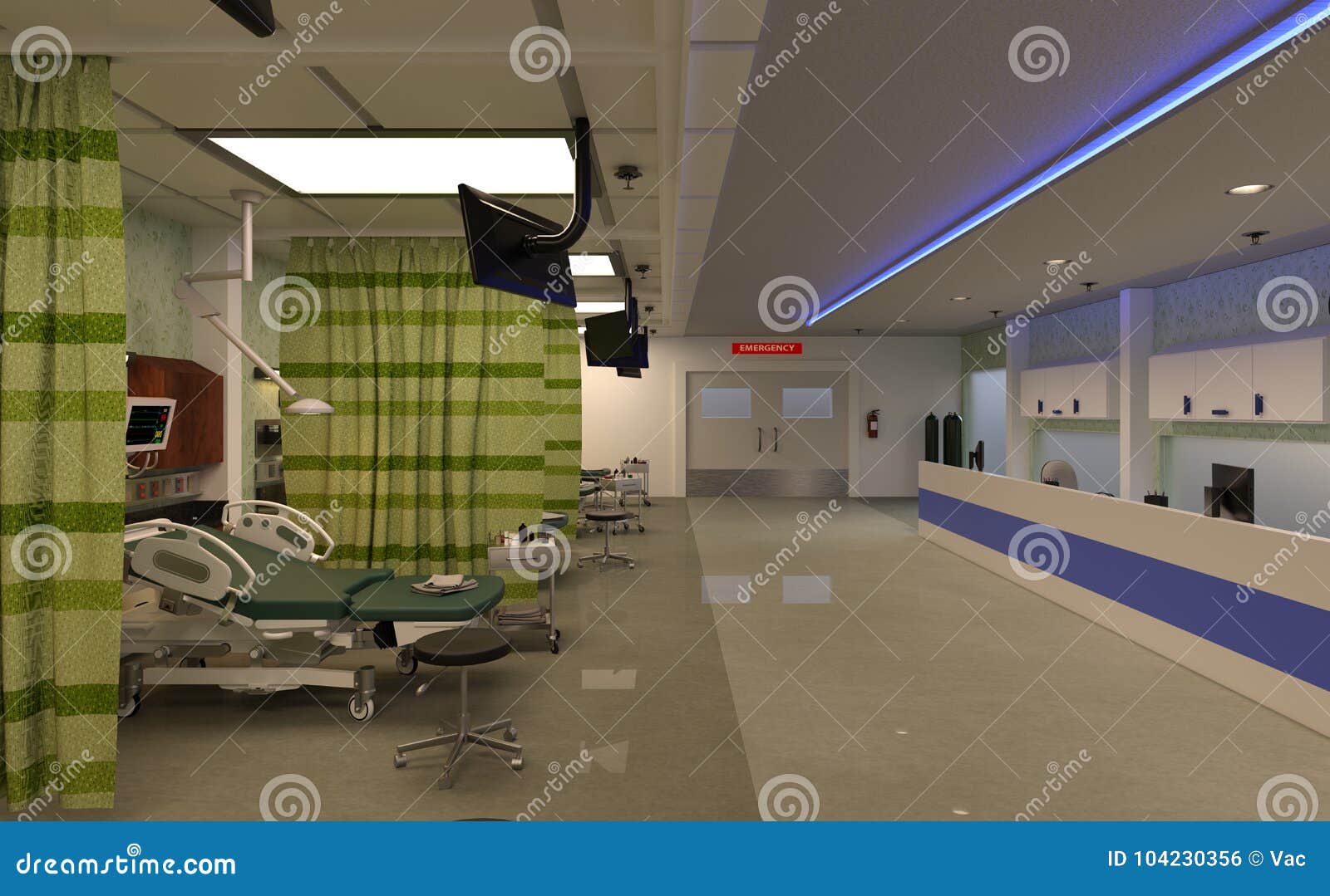 3D Rendering Emergency Room Stock Illustration - Illustration of ...