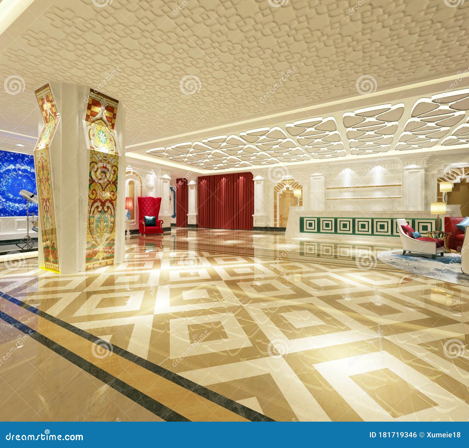 Empty lobby interior stock illustration. Illustration of architectural ...