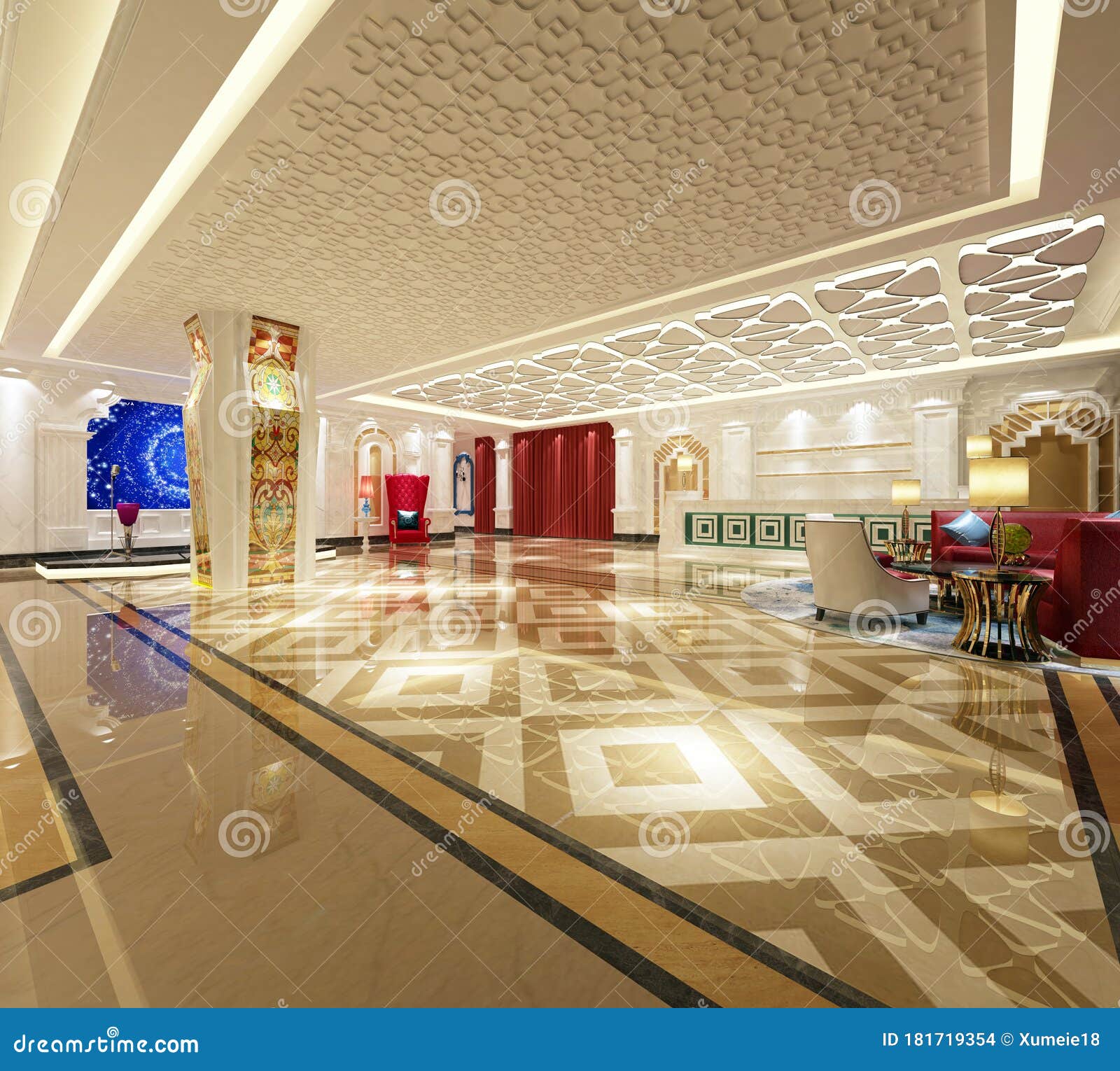 Empty lobby interior stock illustration. Illustration of visualization ...