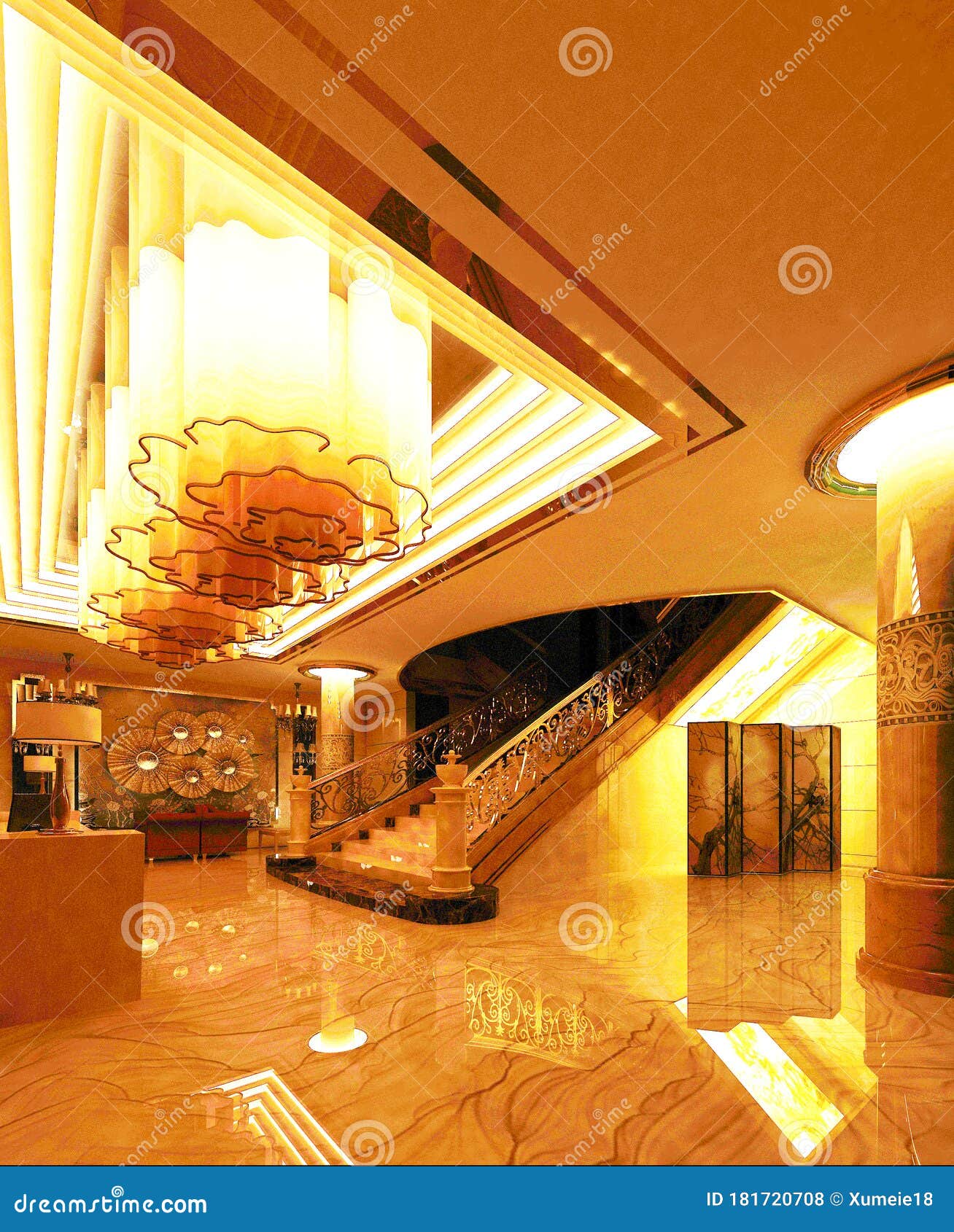 Empty lobby interior stock illustration. Illustration of architectural ...