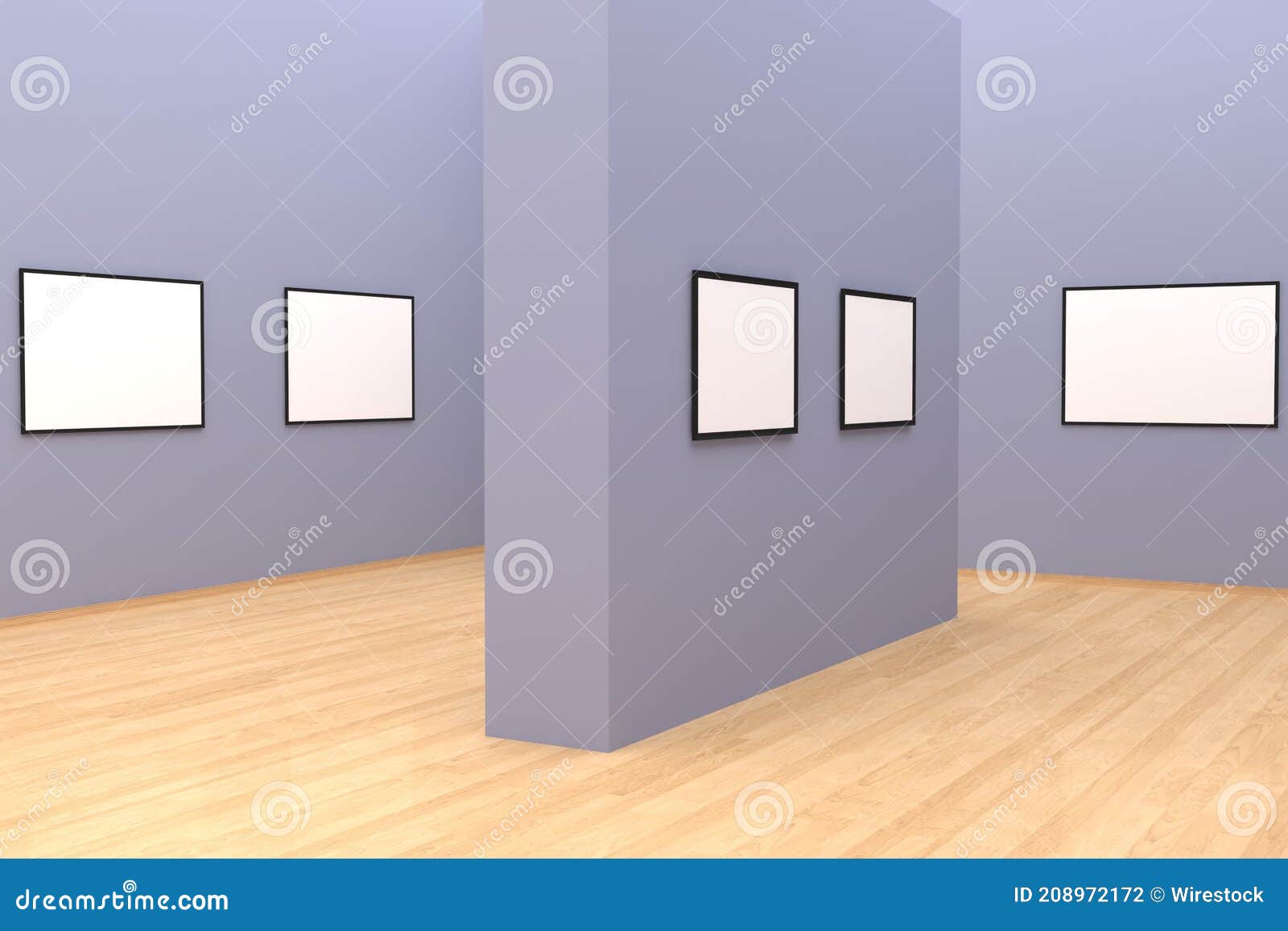 3D Rendering of an Empty Museum Hall Stock Illustration - Illustration ...