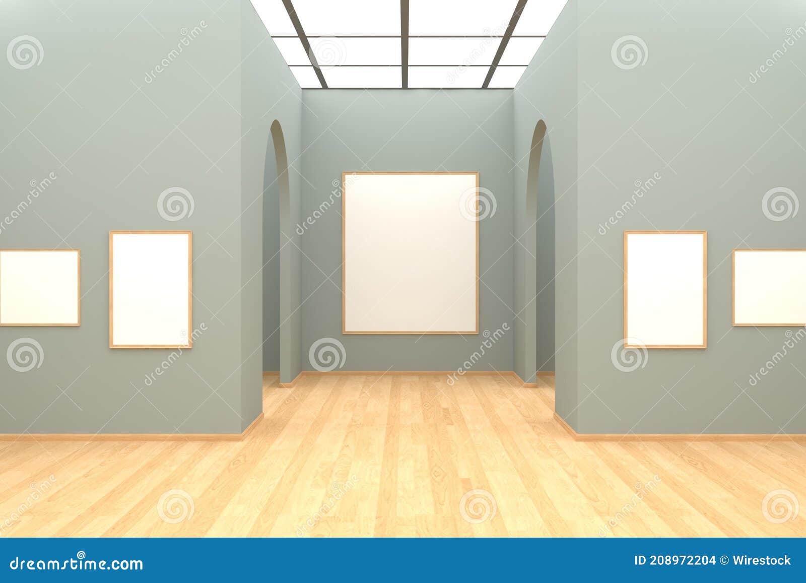 3D Rendering of an Empty Museum Hall Stock Illustration - Illustration ...