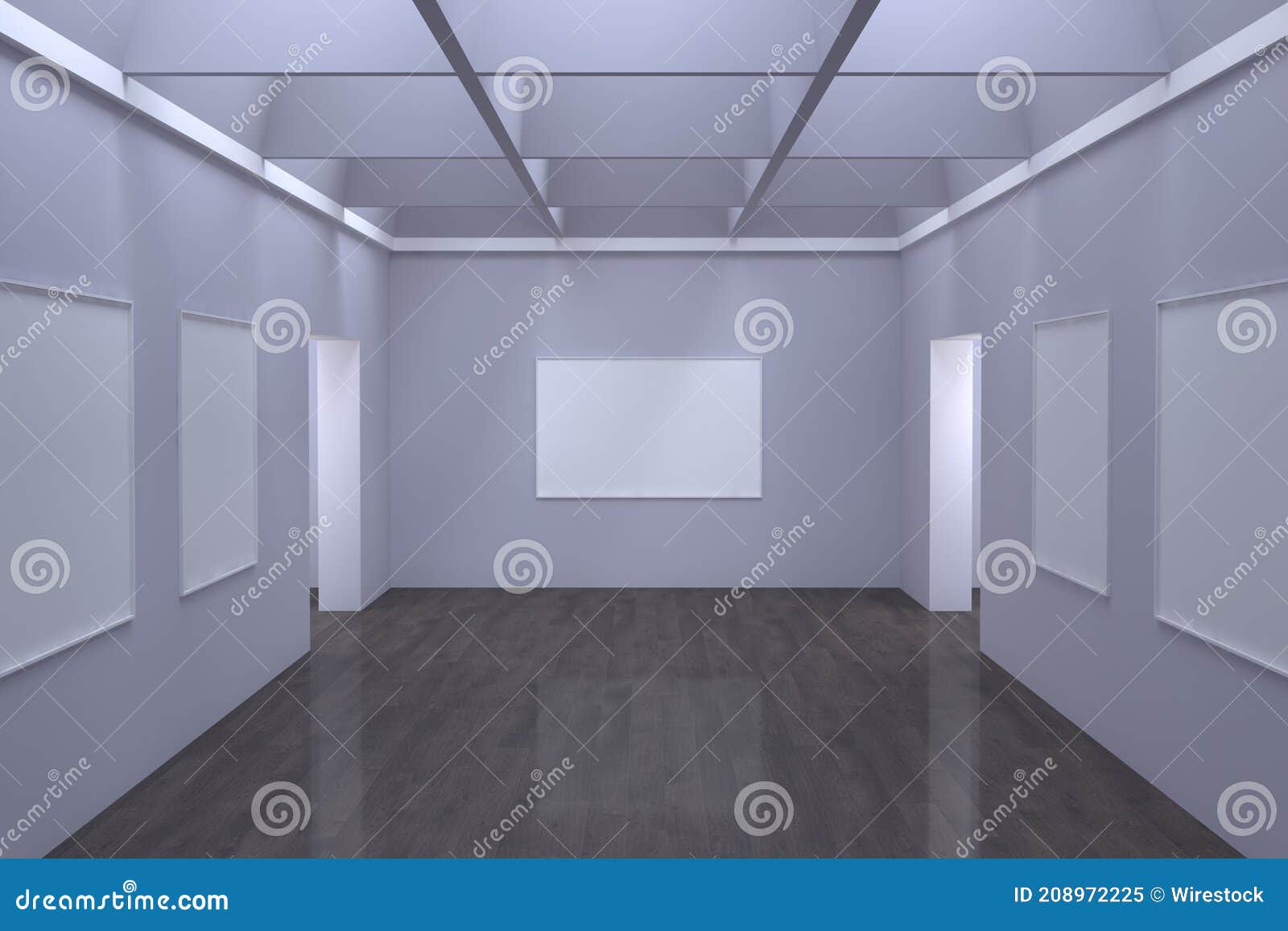 3D Rendering of an Empty Museum Hall Stock Illustration - Illustration ...