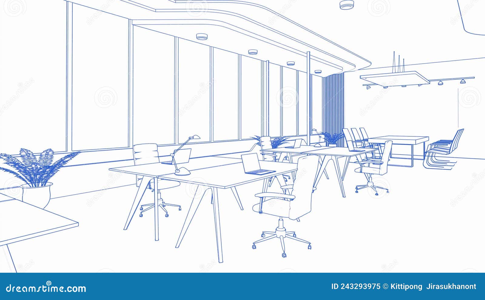Empty Office Space or Workspace Blueprint Stock Video - Video of ...