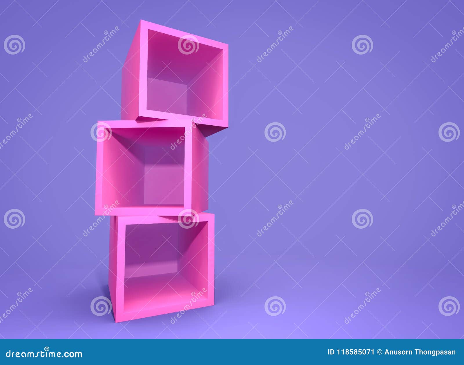 3d Rendering Empty Pink Box on Clear Background,bright Colour Stock ...