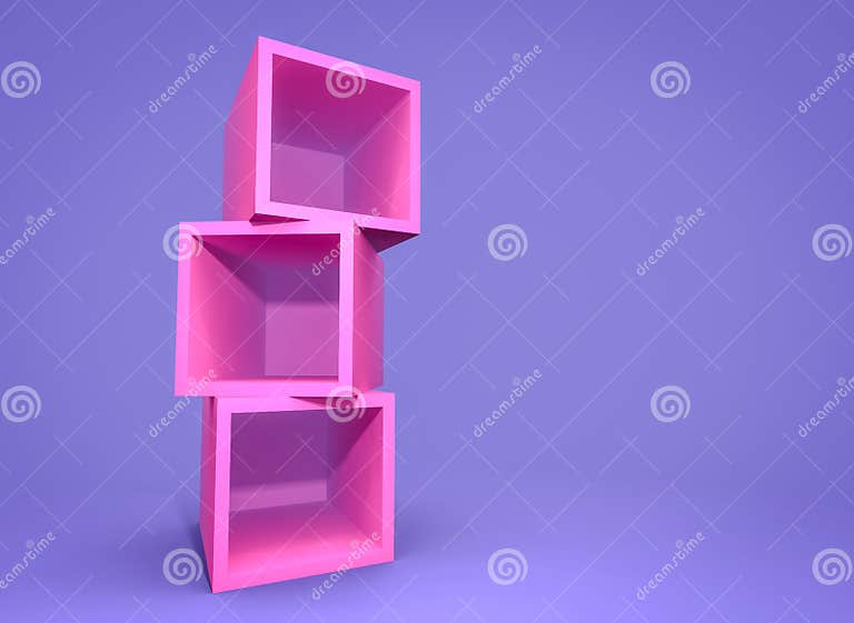 3d Rendering Empty Pink Box on Clear Background,bright Colour Stock ...