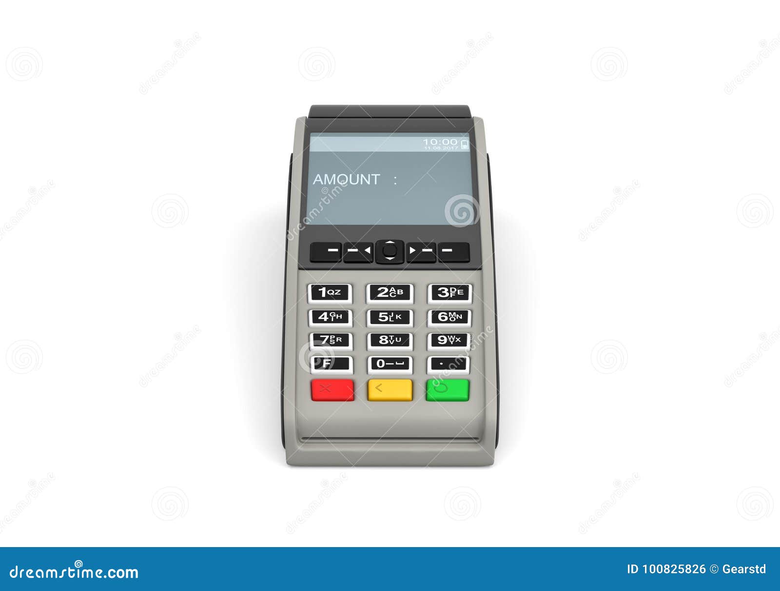 3d Rendering of an Empty POS-terminal with a Screen Showing a Lettering ...