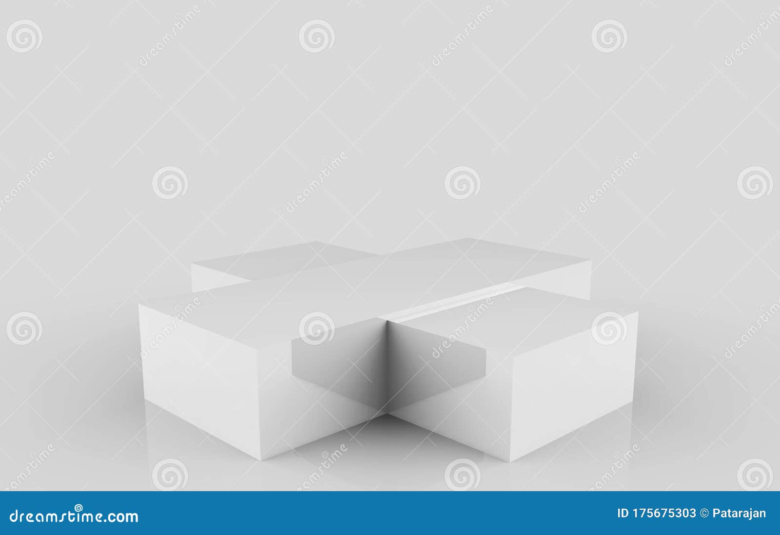 3d Rendering. Empty Rectangle Gray Box Podium Stage on White Background ...