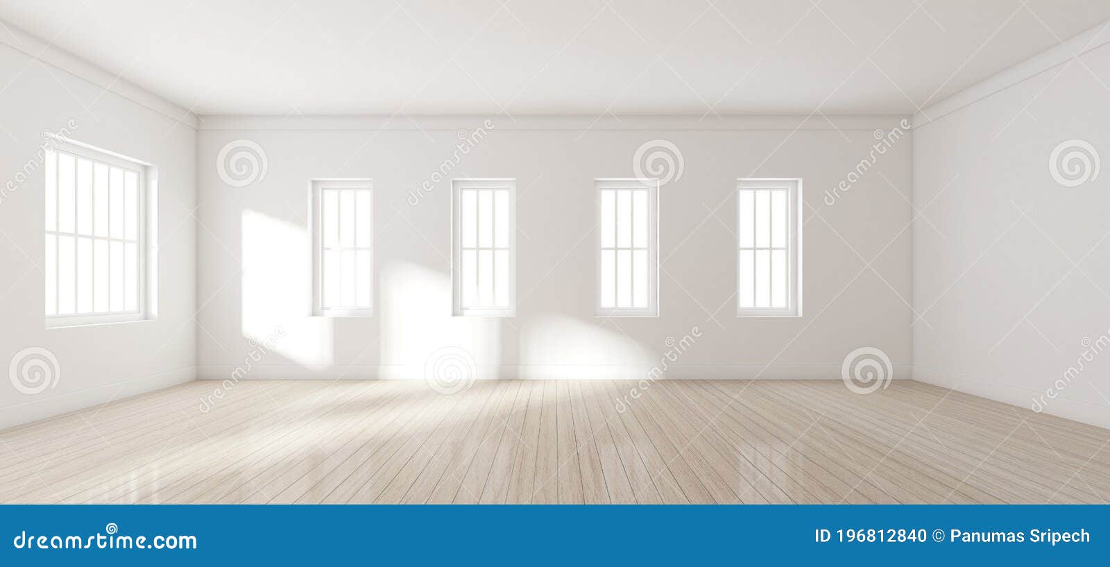3D Rendering of Empty Room with Shadow on Wall Stock Illustration ...