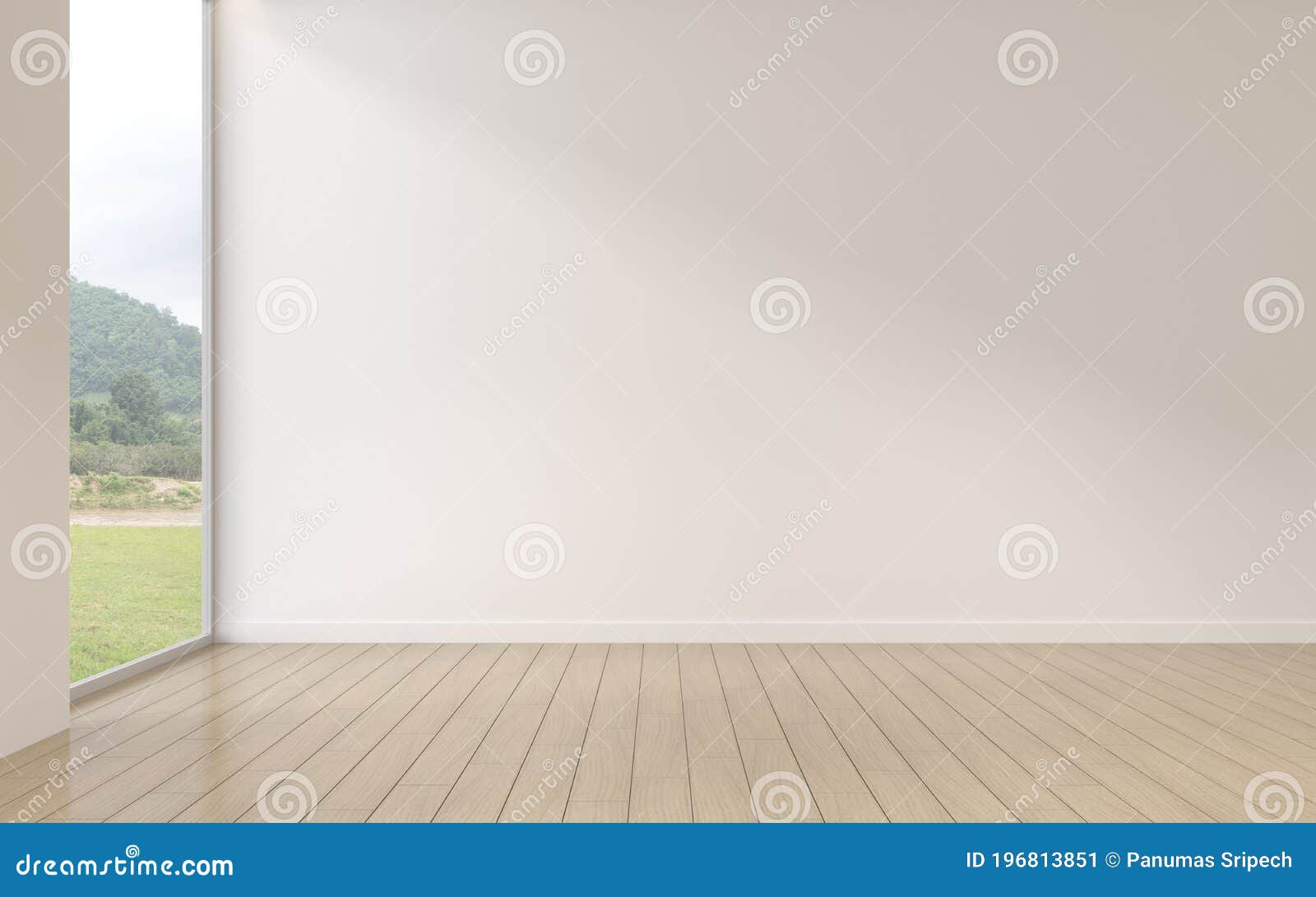 3D Rendering of Empty Room with Shadow on Wall Stock Illustration ...