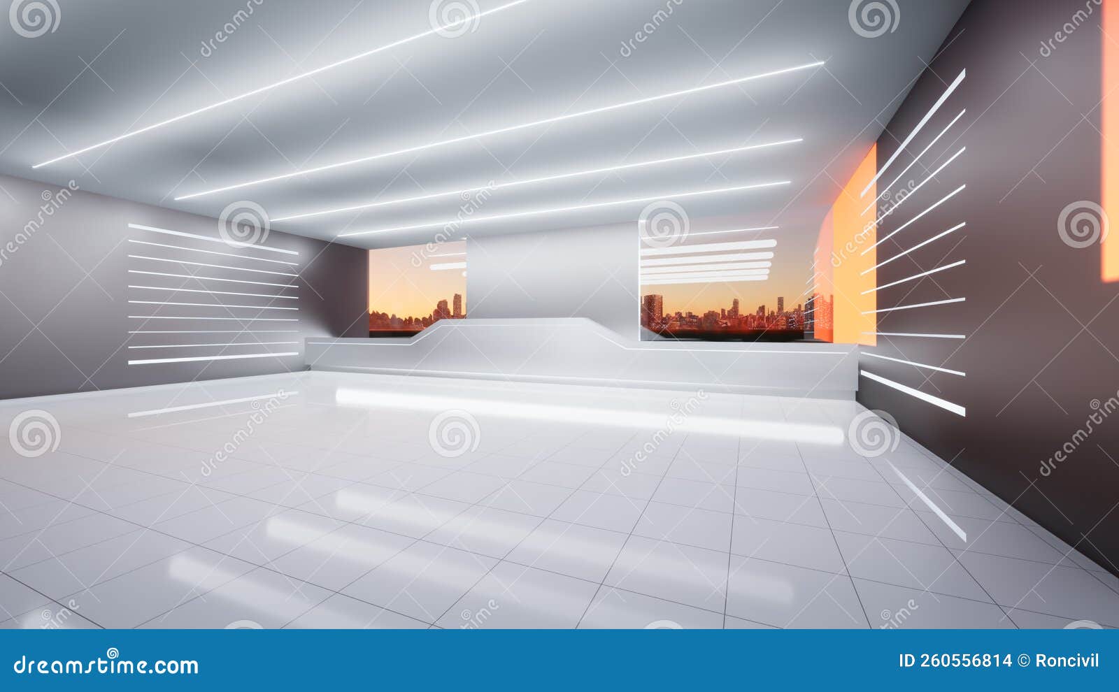3d Rendering of Futuristic Showroom for Background. Stock Illustration ...
