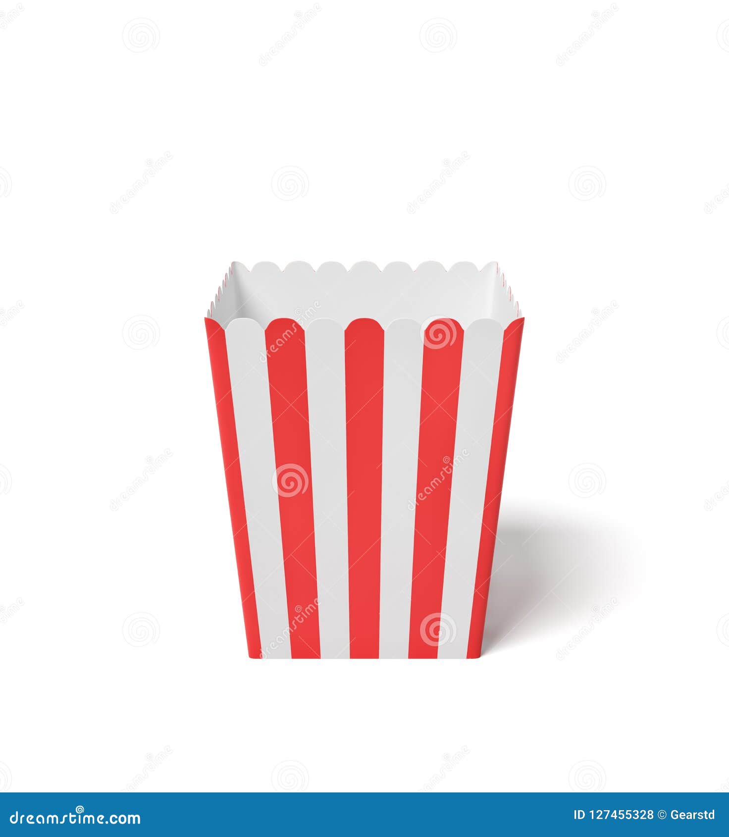 3d Rendering of a Empty Square Striped Popcorn Bucket in White ...