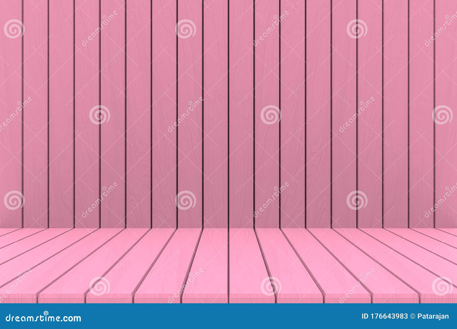 3d Rendering. Empty Sweet Pink Wood Wall and Floor Background Stock ...