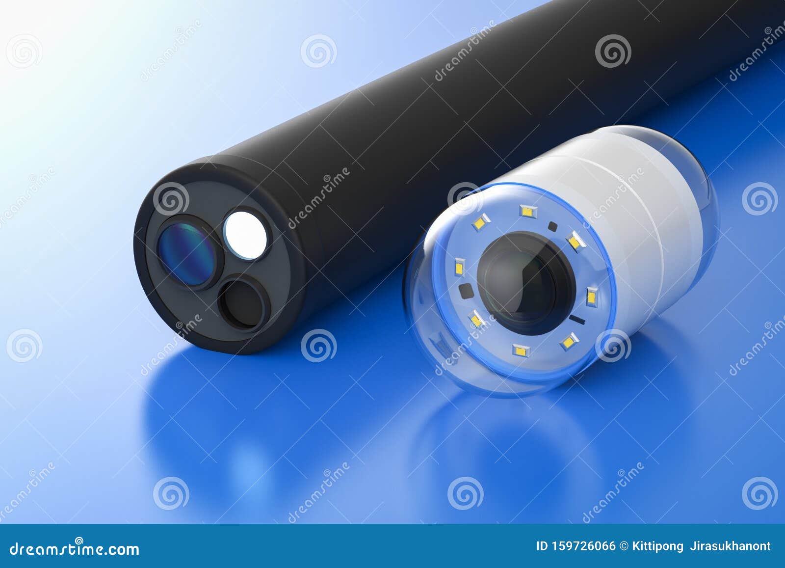 Endoscope and Capsule Endoscopy Stock Illustration - Illustration of ...