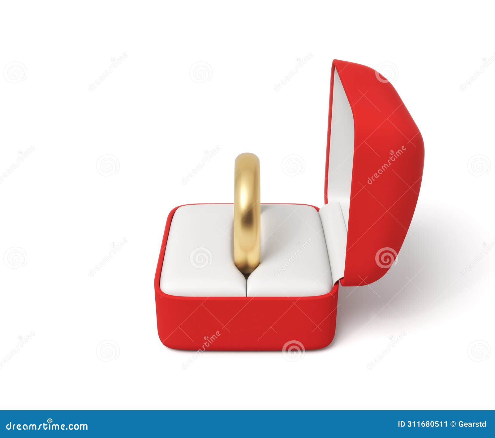 3d Rendering of Engagement Ring in Red Box Isolated on White Background ...
