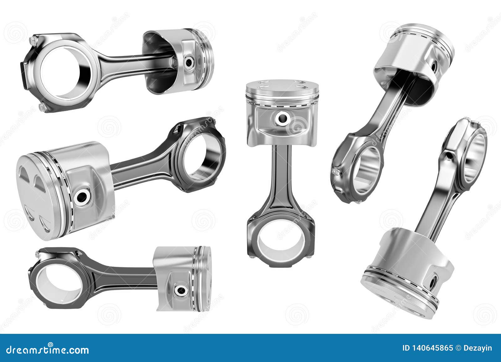 3D Rendering. Engine Piston with Piston Rings Stock Illustration ...