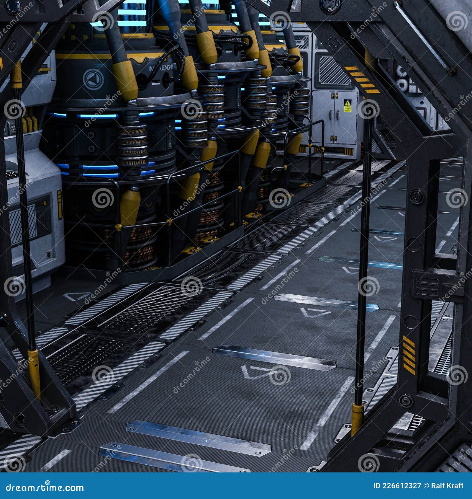 3D-illustration of an Engine Room in a Science Fiction Starship Stock ...