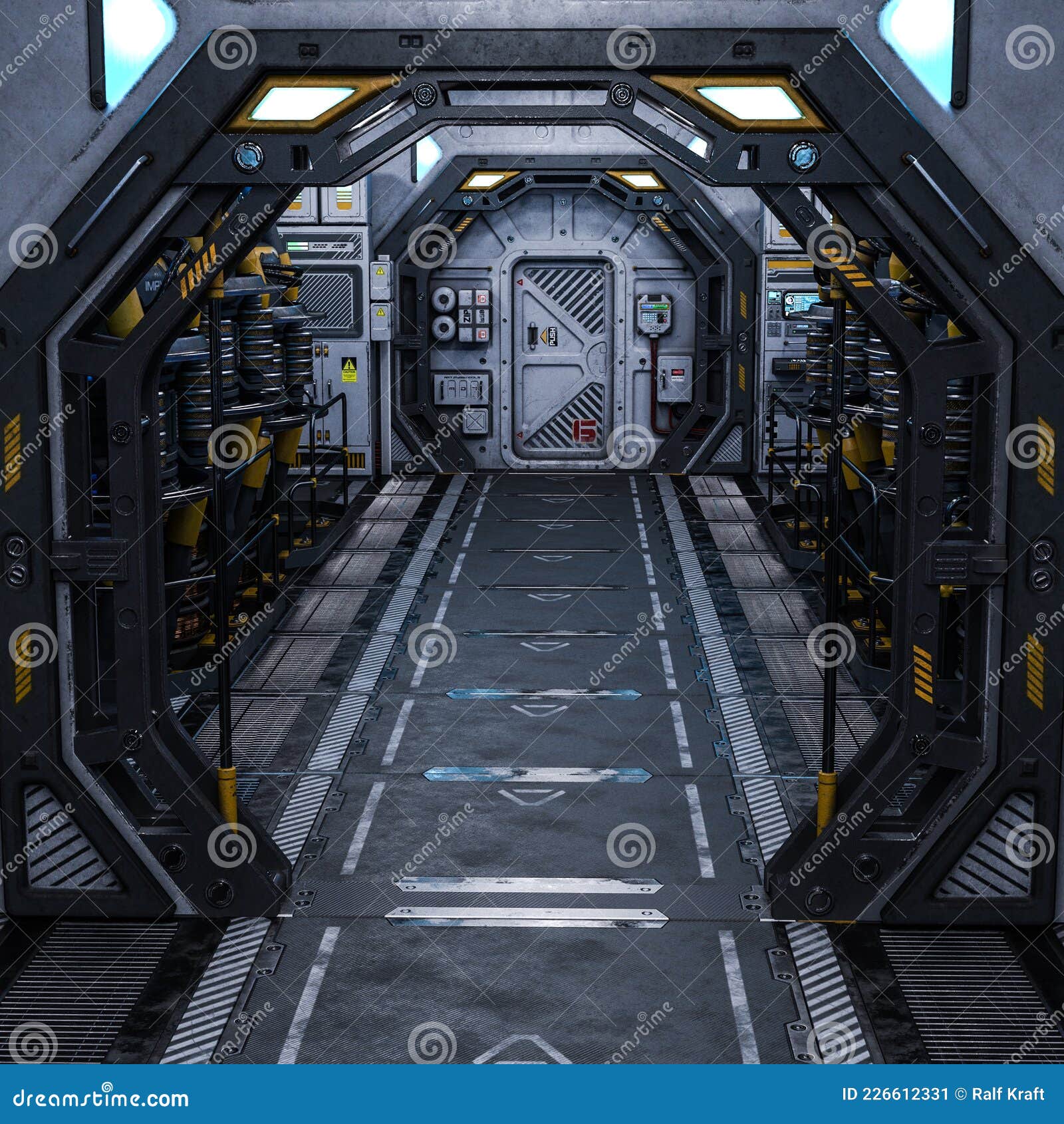 3D-illustration of an Engine Room in a Science Fiction Starship Stock ...