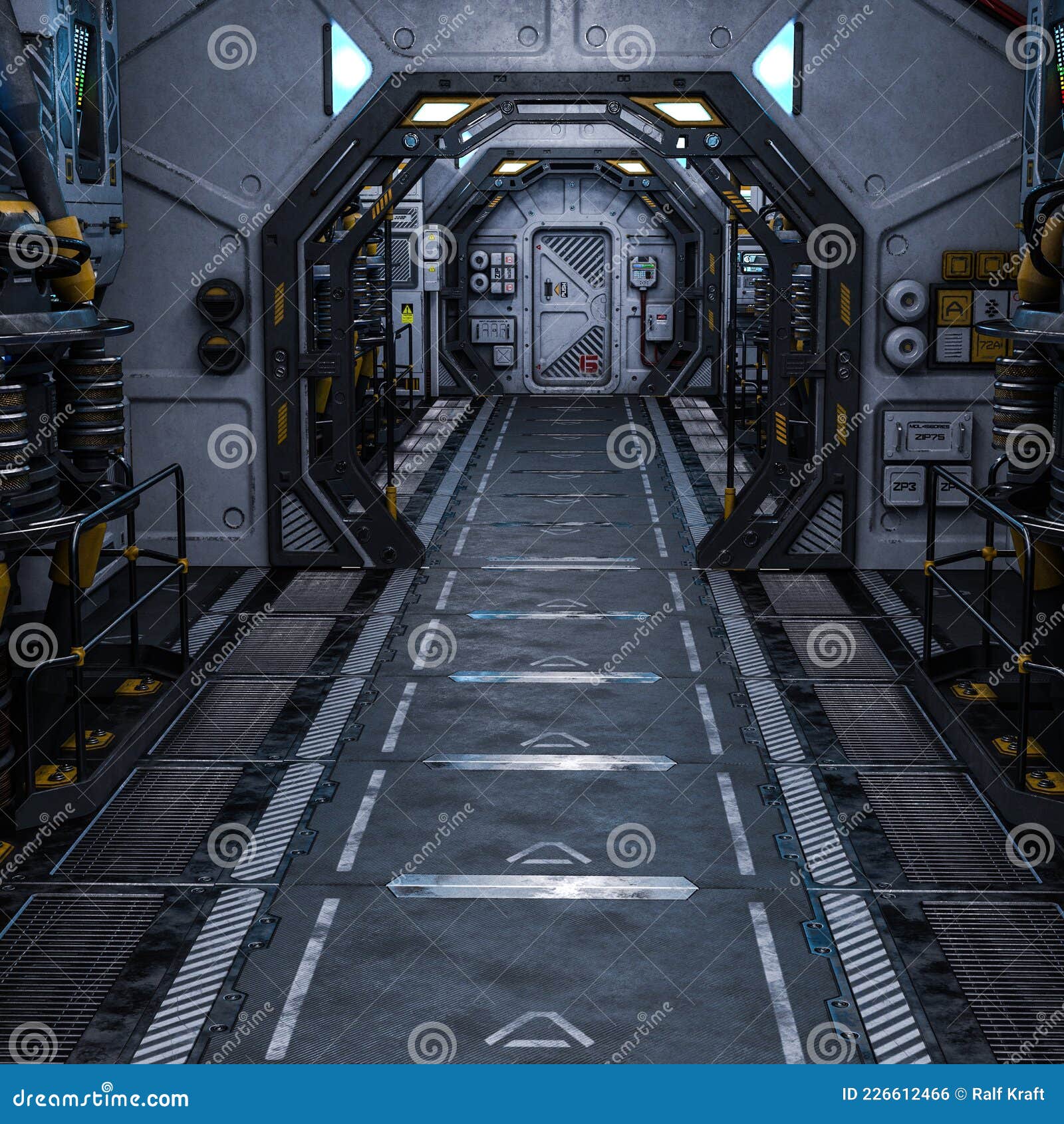 3D-illustration of an Engine Room in a Science Fiction Starship Stock ...