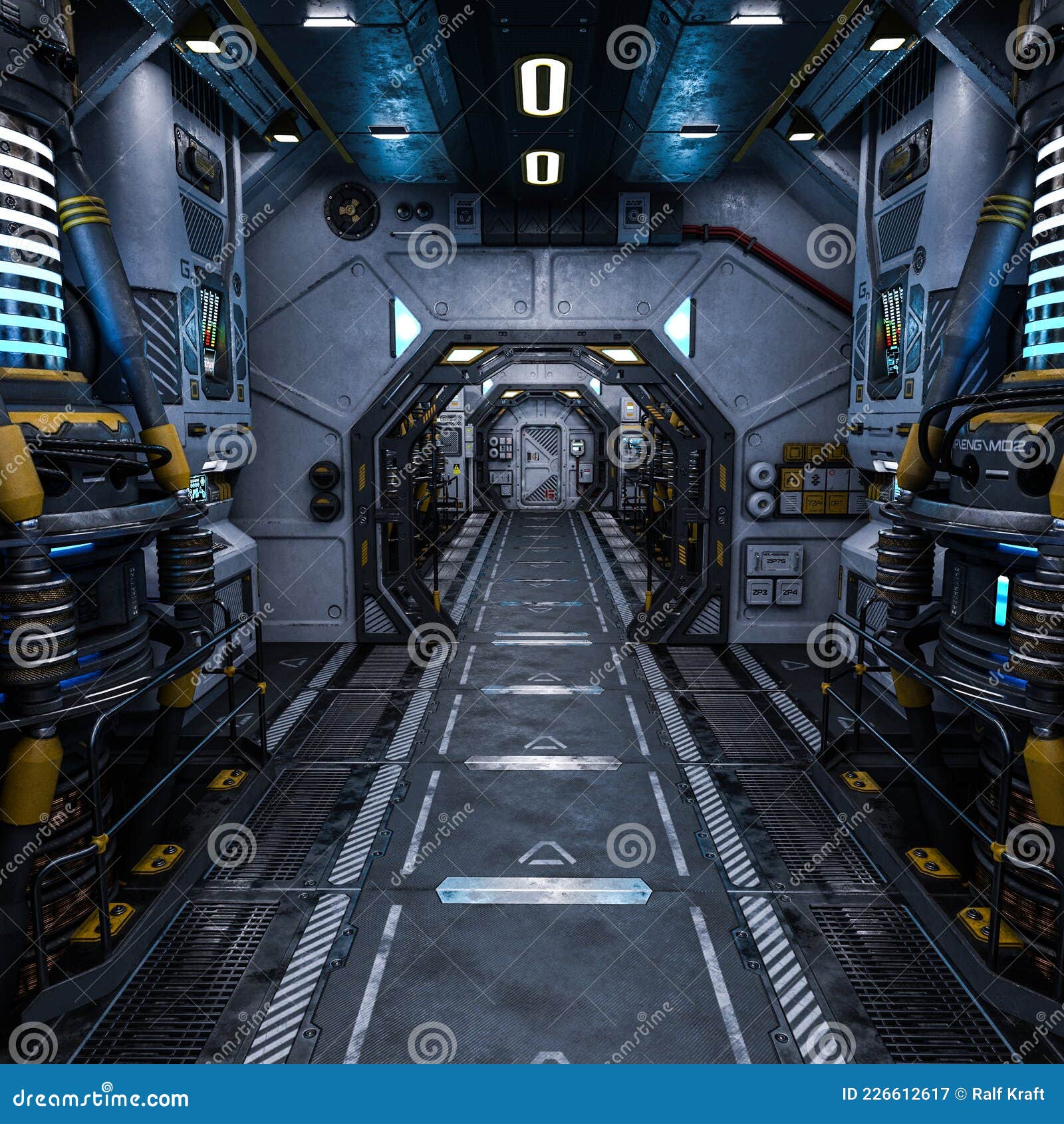 3D-illustration of an Engine Room in a Science Fiction Starship Stock ...