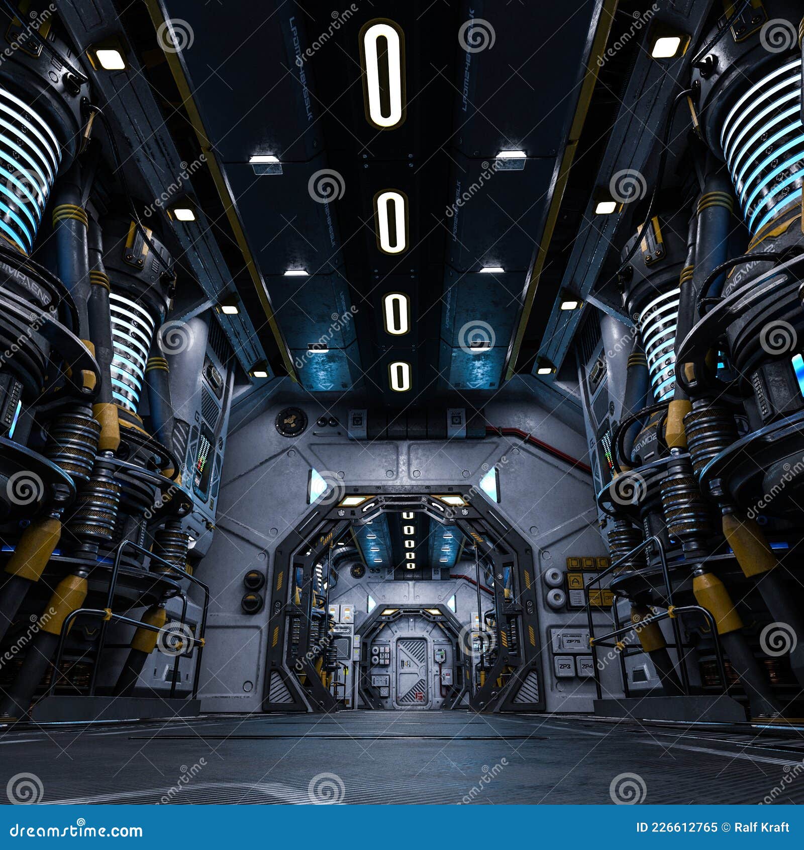3D-illustration of an Engine Room in a Science Fiction Starship Stock ...