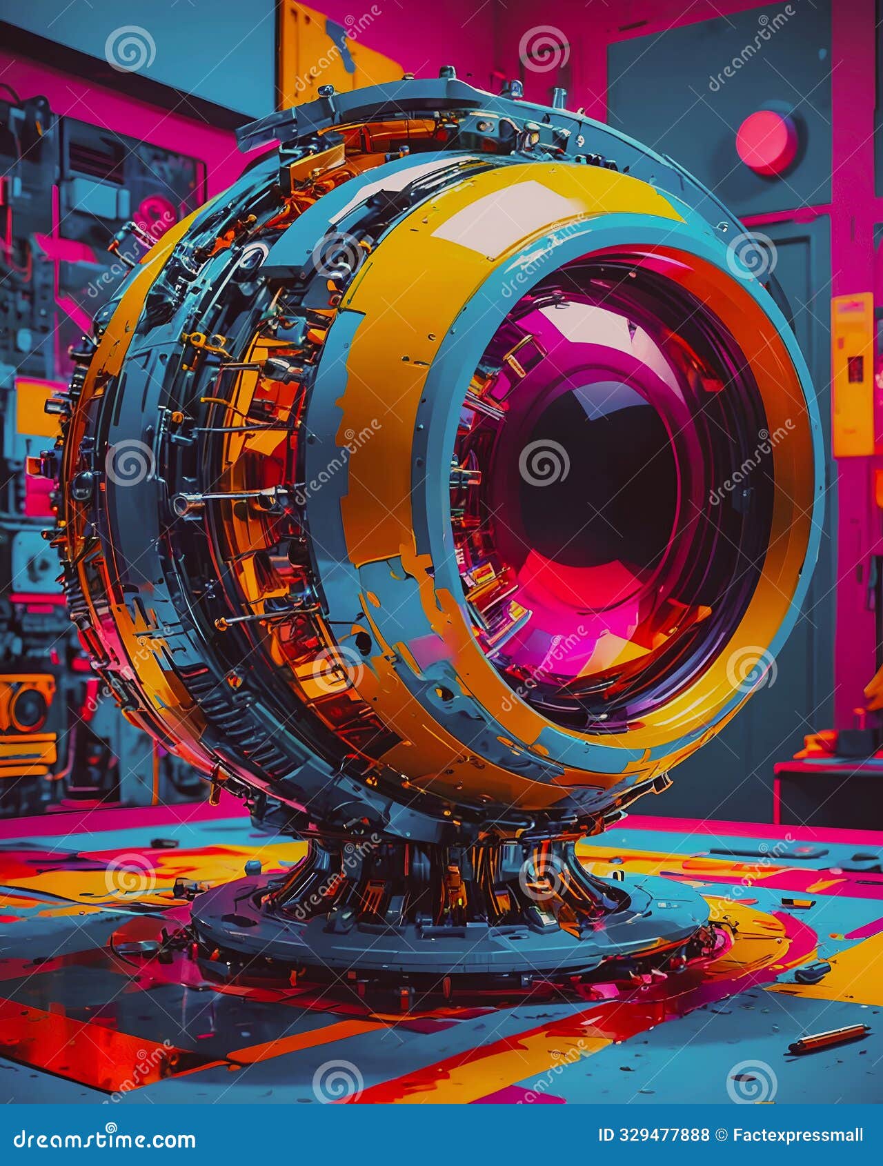3d Rendering of an Engine in a Science Fiction Spaceship. Sci-fi ...