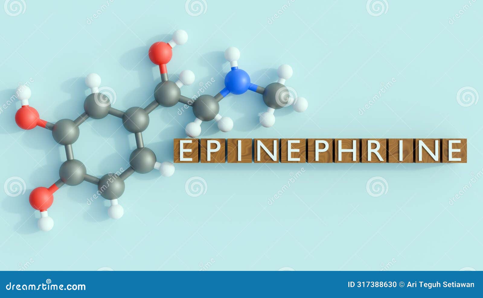 3d Rendering of Epinephrine or Adrenaline Molecule Stock Illustration ...
