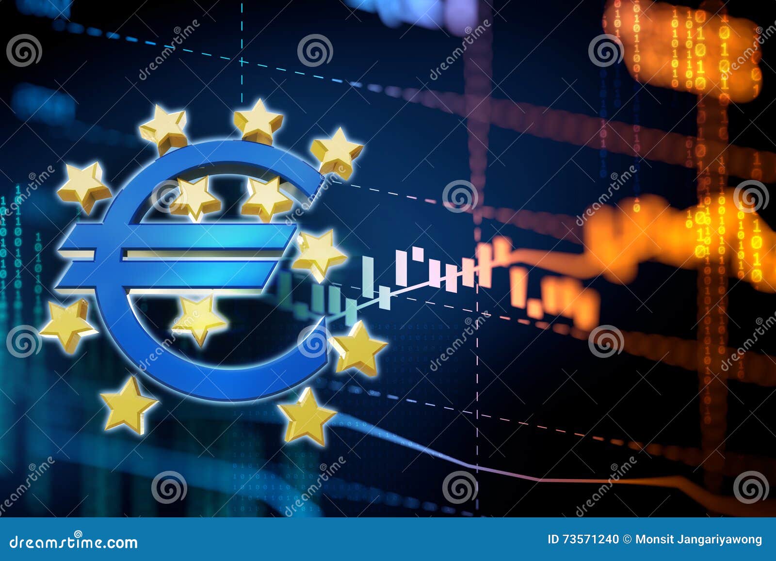 3d Rendering of Euro and European Union Sign Stock Illustration ...