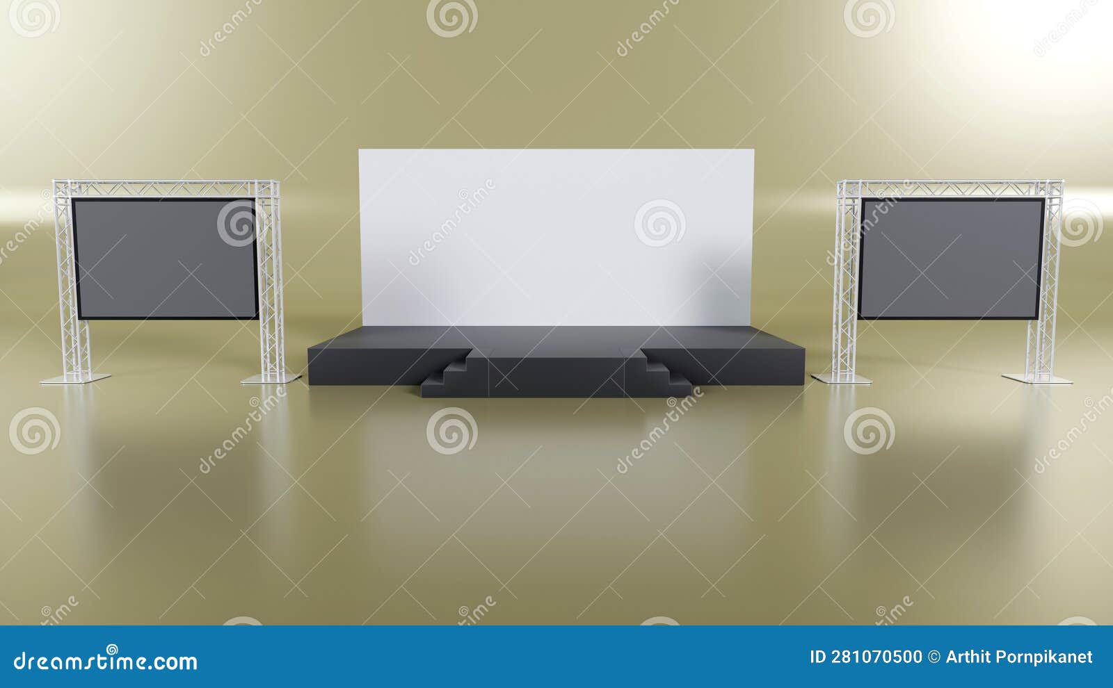 3d Rendering of Event Stage Design with Black Screen Projector ...