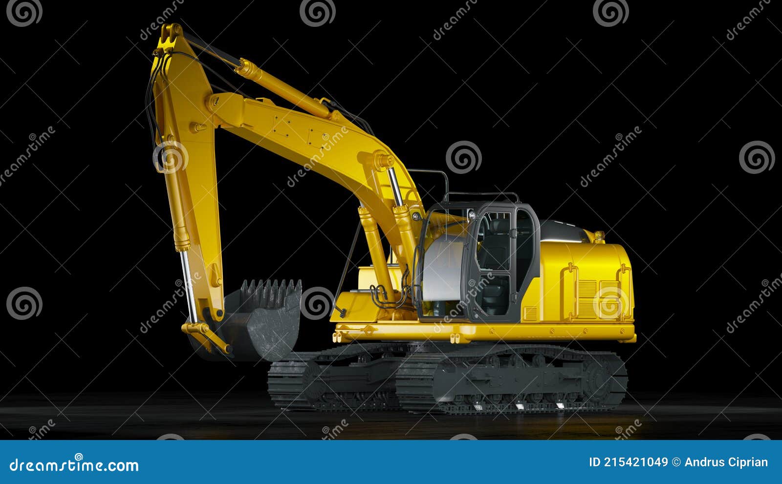 3d excavator stock illustration. Illustration of yellow - 215421049