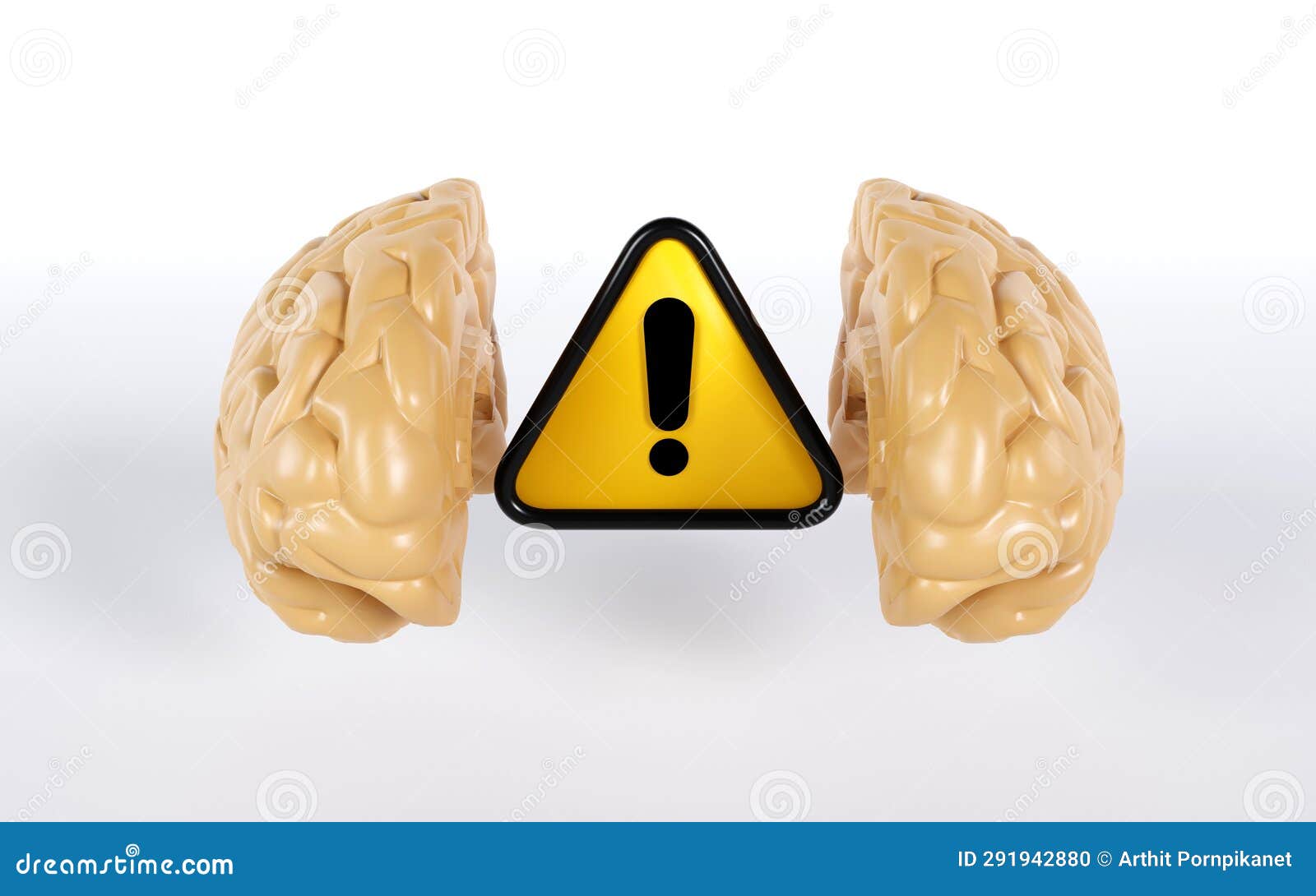 3D Rendering of an Exclamation Mark in Human Brain on a White ...