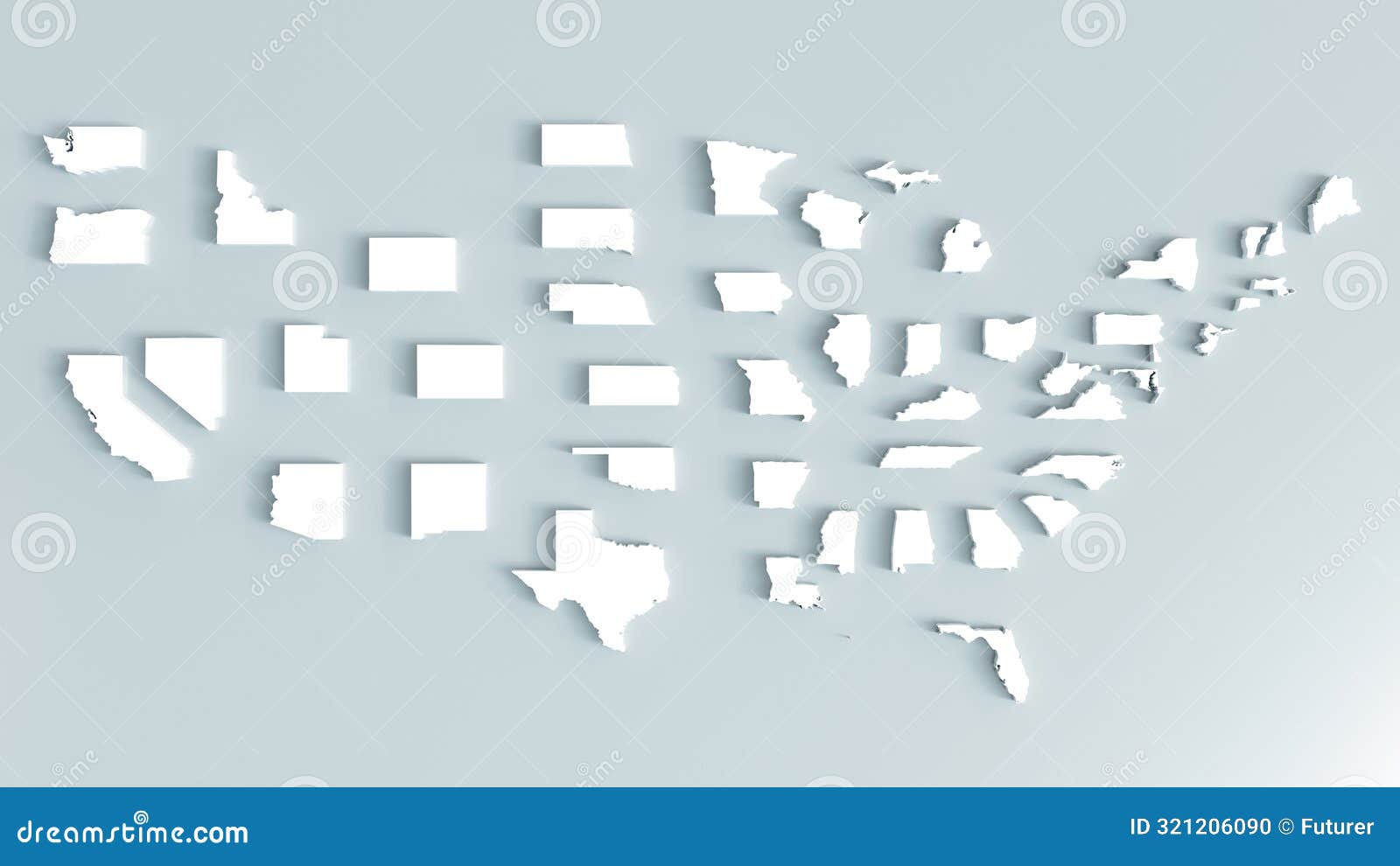 3D Rendering Of Exploded USA States Stock Photo | CartoonDealer.com ...
