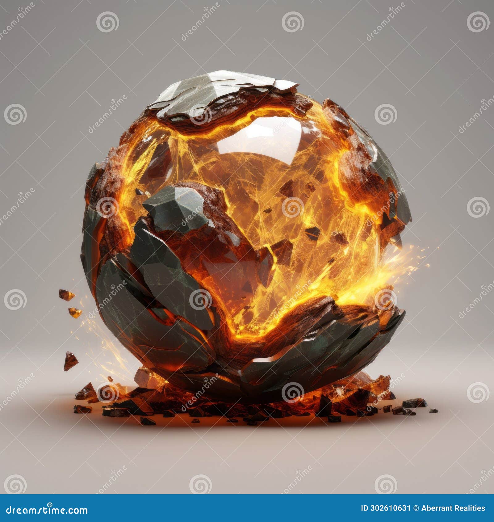 A 3d Rendering of an Exploding Ball of Fire Stock Illustration ...