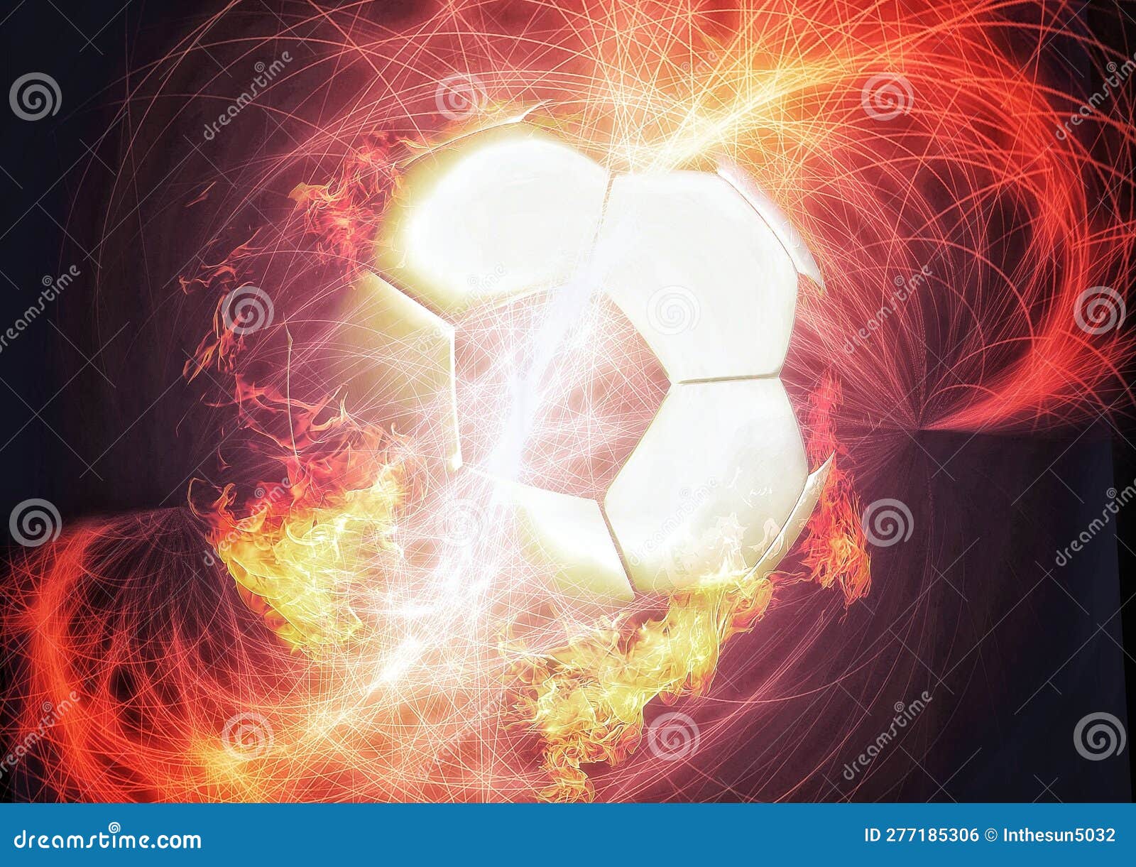 3d Rendering Exploding and Burning Flame Soccer Ball Stock Illustration ...