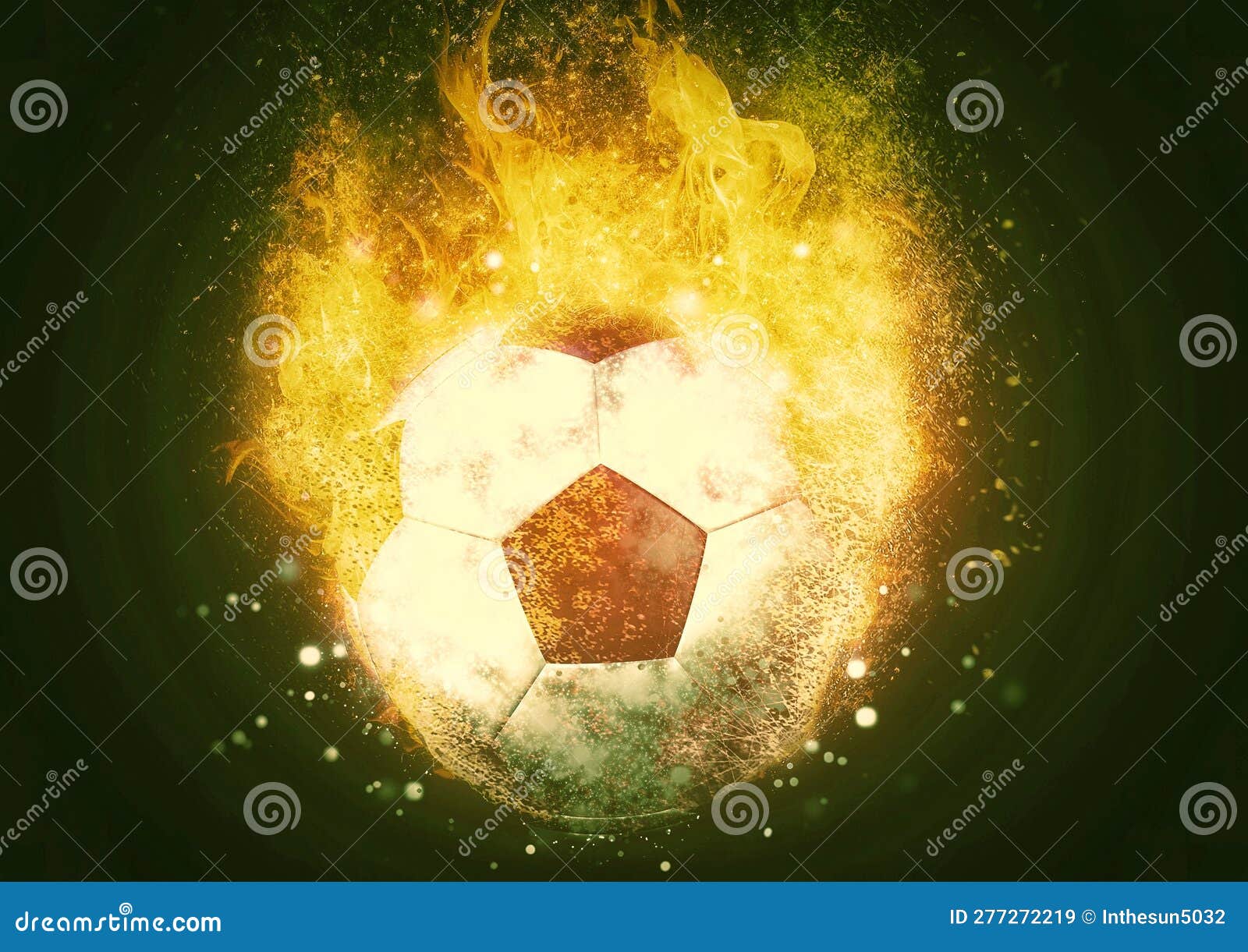 3d Rendering Exploding and Burning Flame Soccer Ball Stock Illustration ...