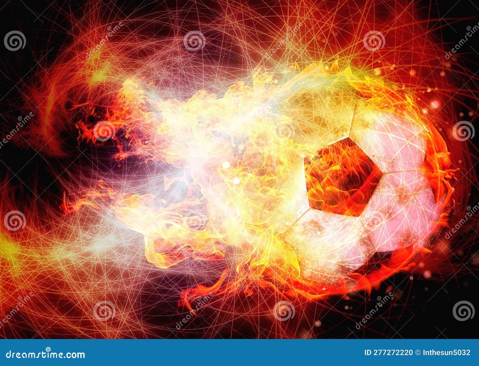 3d Rendering Exploding and Burning Flame Soccer Ball Stock Illustration ...
