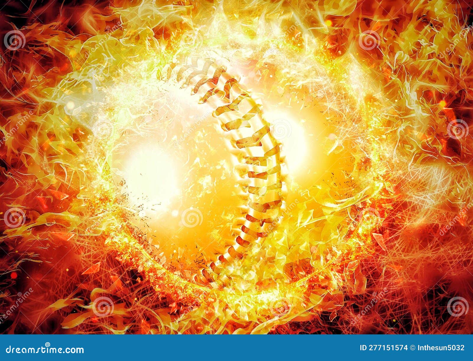 3d Rendering Exploding and Flaming Baseball Ball Stock Illustration ...