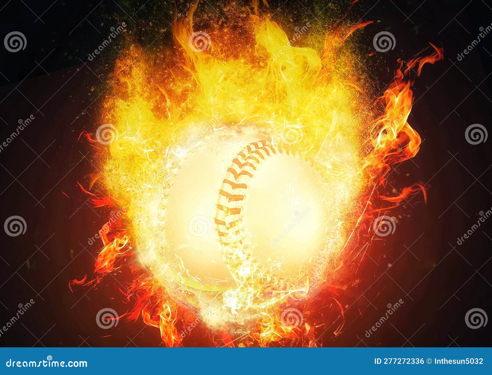 3d Rendering Exploding and Flaming Baseball Ball Stock Illustration ...