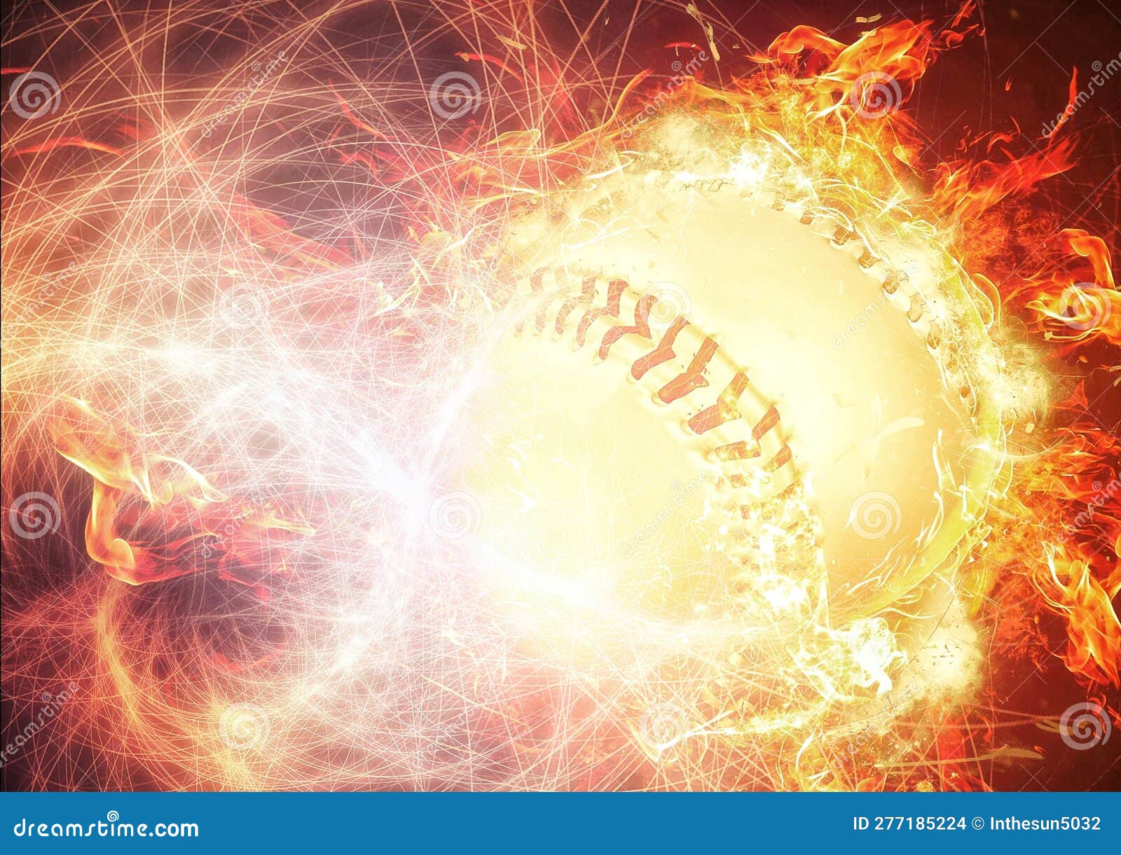 3d Rendering Exploding and Flaming Baseball Ball Stock Illustration ...