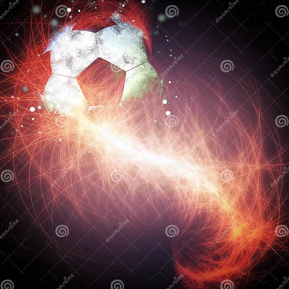 3d Rendering Exploding and Burning Flame Soccer Ball Stock Illustration ...
