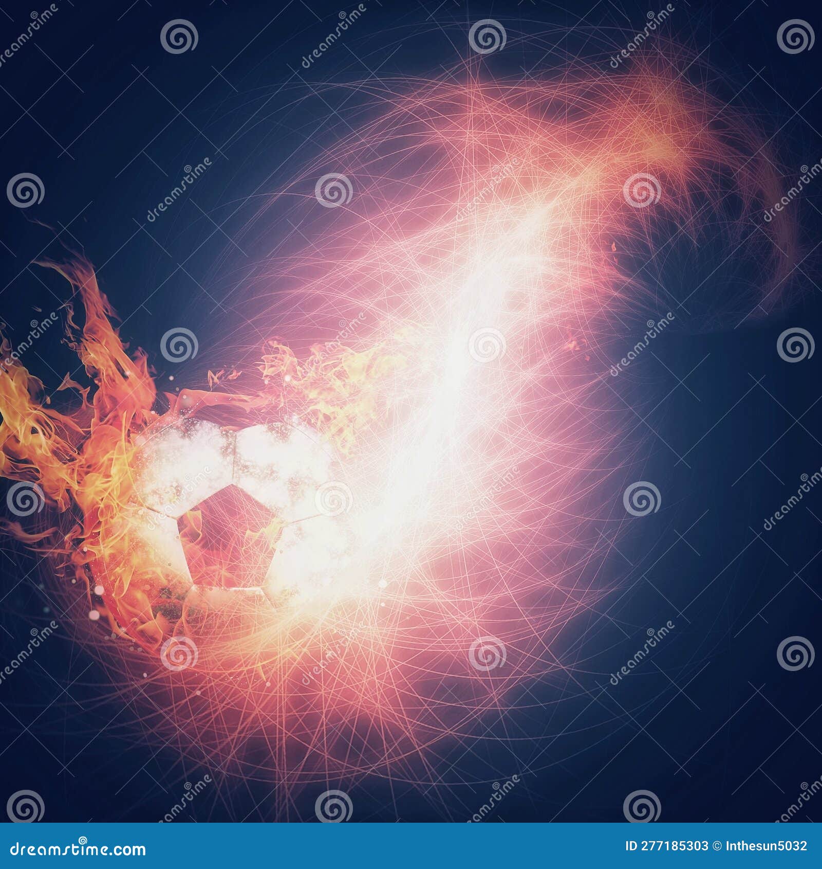 3d Rendering Exploding and Burning Flame Soccer Ball Stock Illustration ...