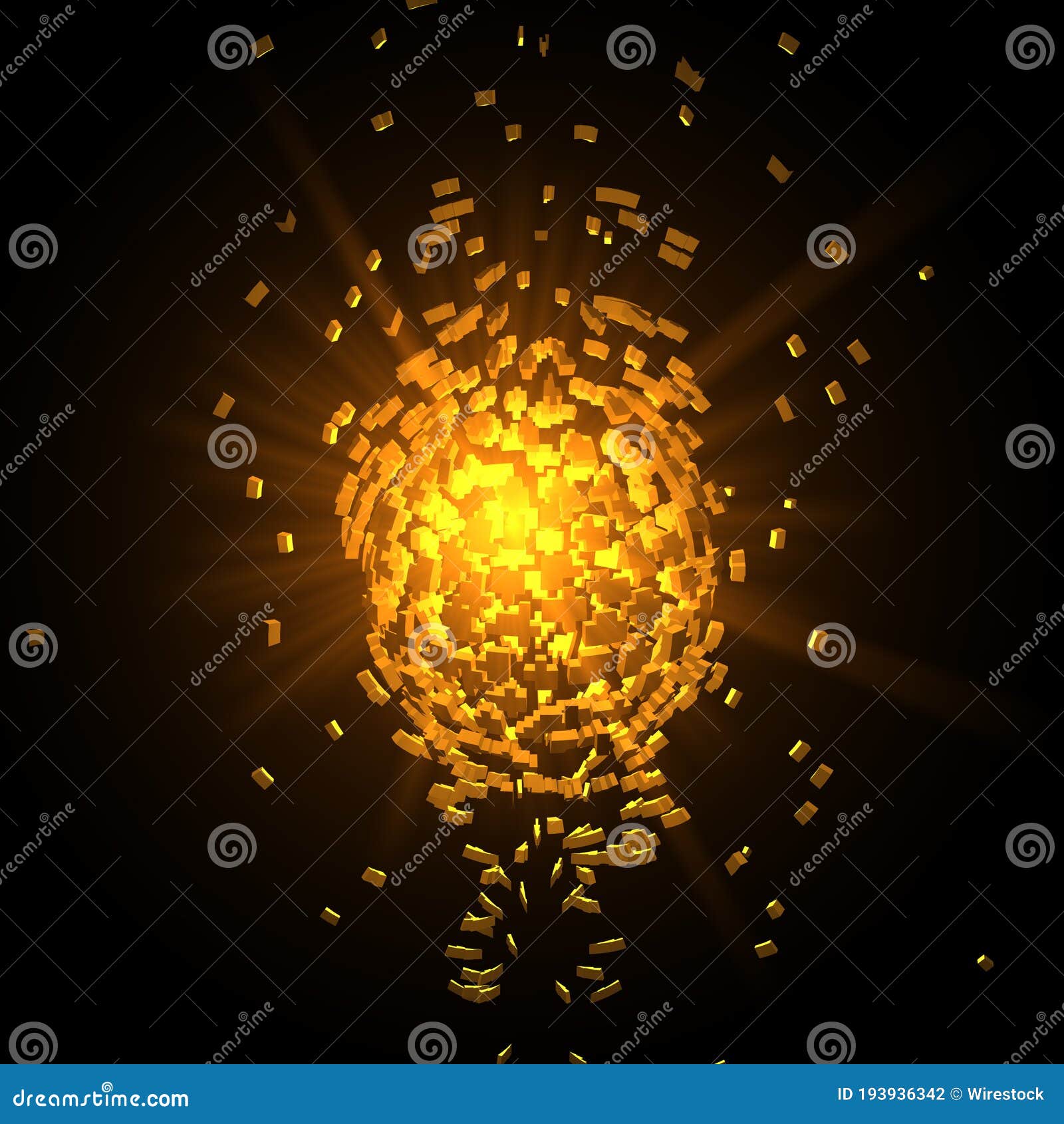 3D Rendering of an Explosion of Gold Particles Stock Illustration ...