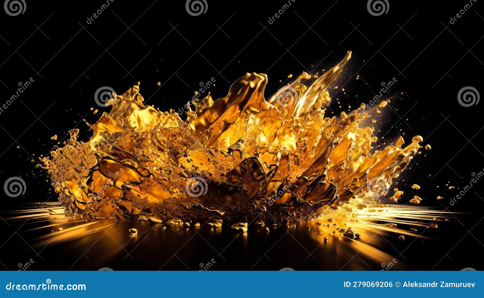 3d Rendering of Explosion of Gold Particles. Explosion of Golden Cubes ...