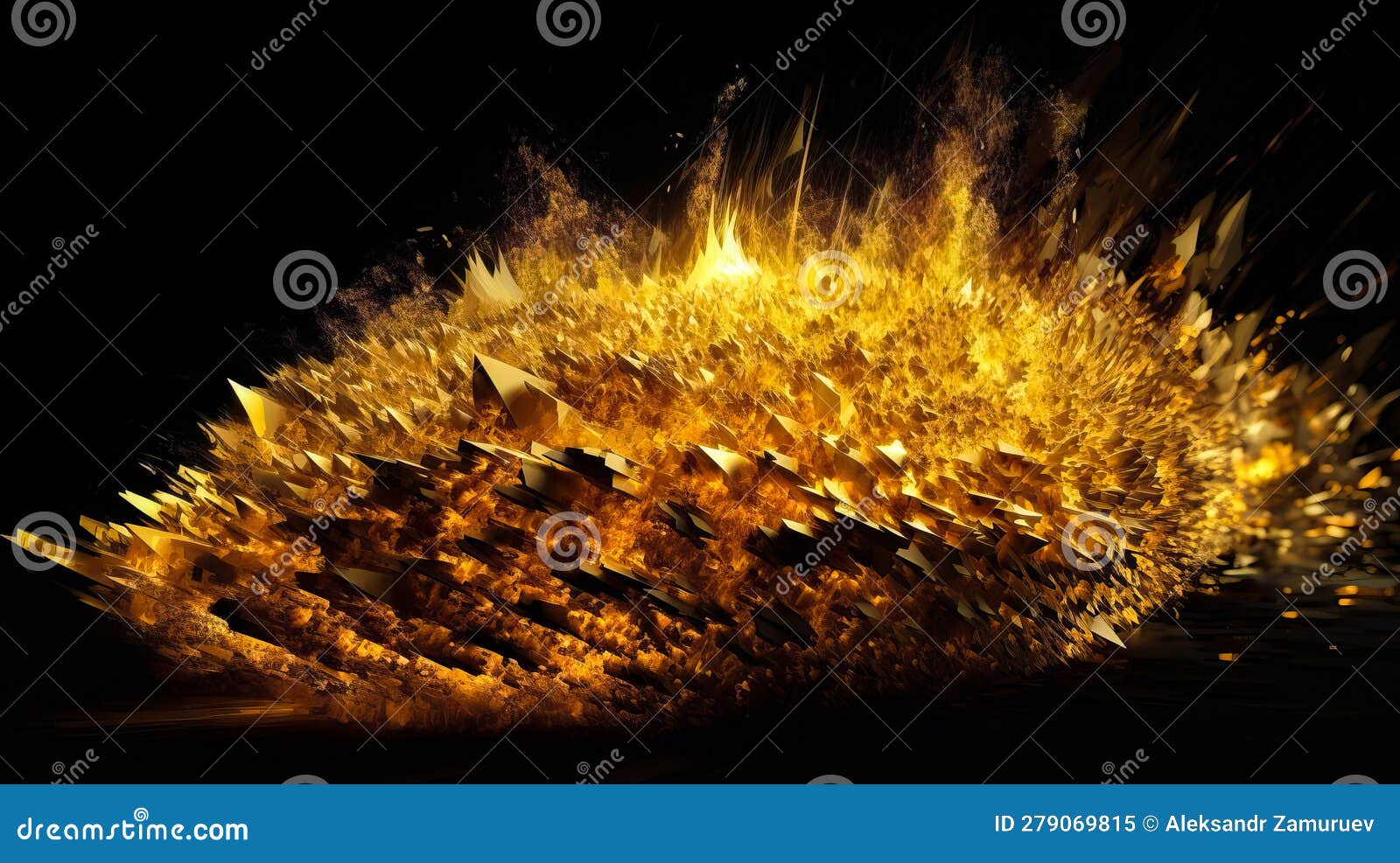 3d Rendering of Explosion of Gold Particles. Explosion of Golden Cubes ...