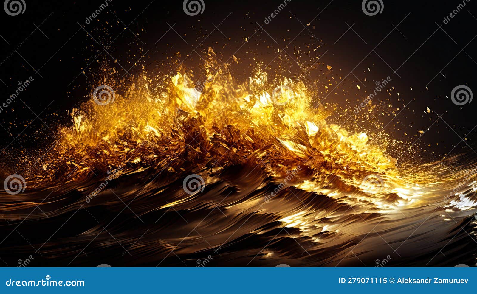 3d Rendering of Explosion of Gold Particles. Explosion of Golden Cubes ...