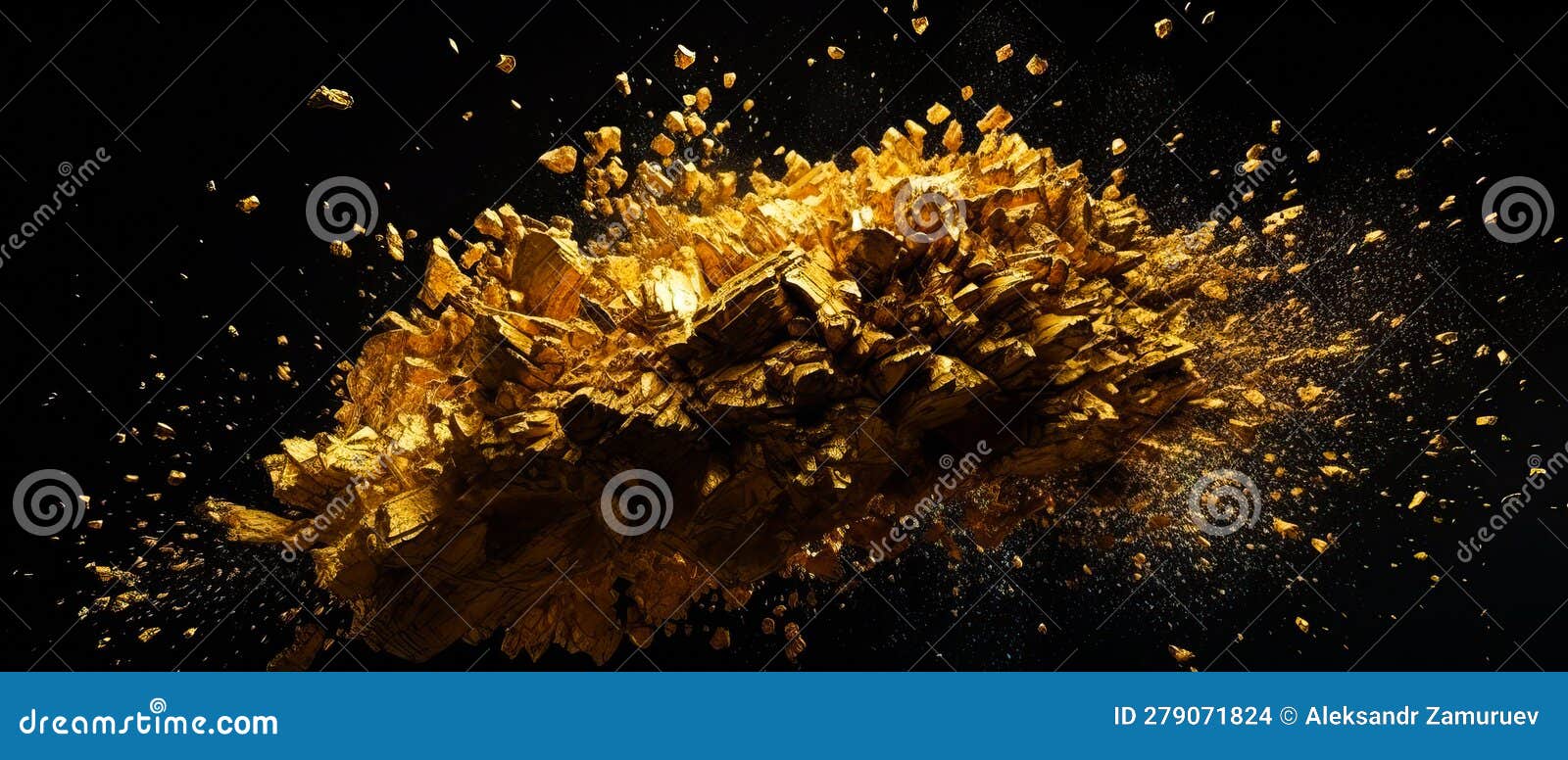 3d Rendering of Explosion of Gold Particles. Explosion of Golden Cubes ...