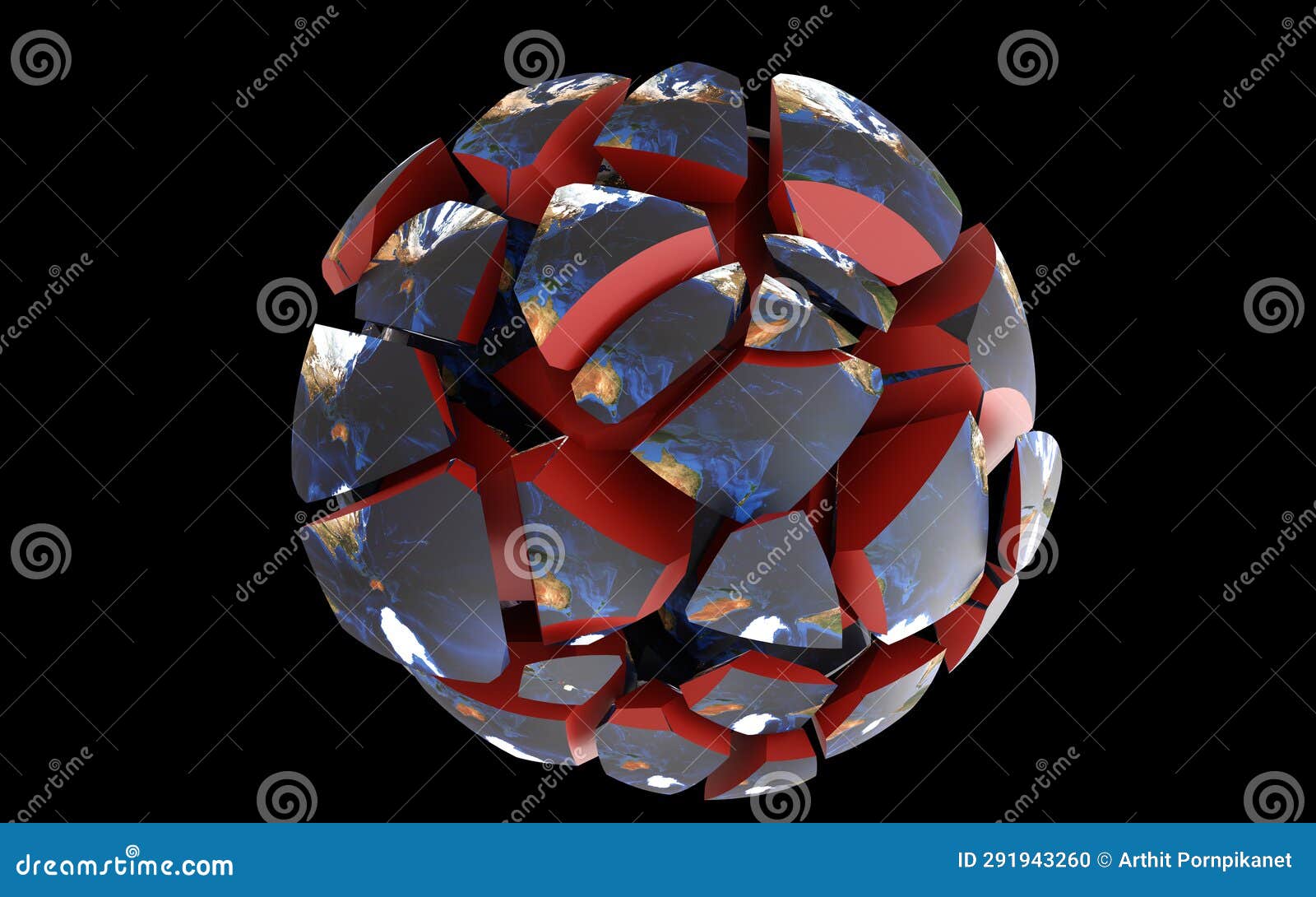3D Rendering the Explosion Planet Earth in Space, Collapse, Catastrophe ...